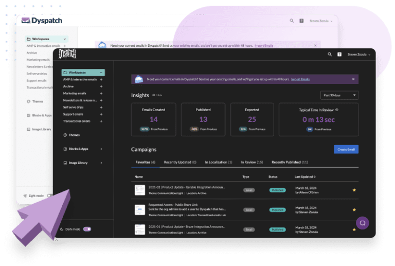 New dark mode support, image replace, expanded headline styling & more | Dyspatch